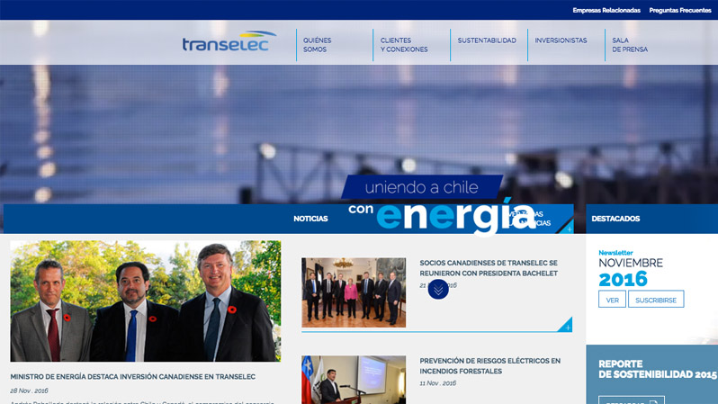 TRANSELEC PRESENTA SU RENOVADA IMAGEN DIGITAL - Empresas Eléctricas A.G.